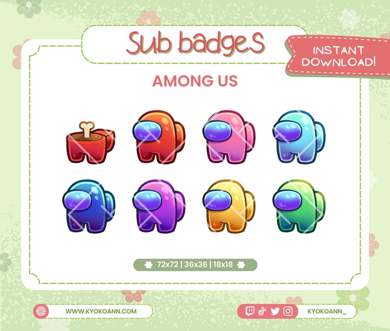 Among Us Twitch Bagdes Subs Bits Stream Kawaii - Etsy