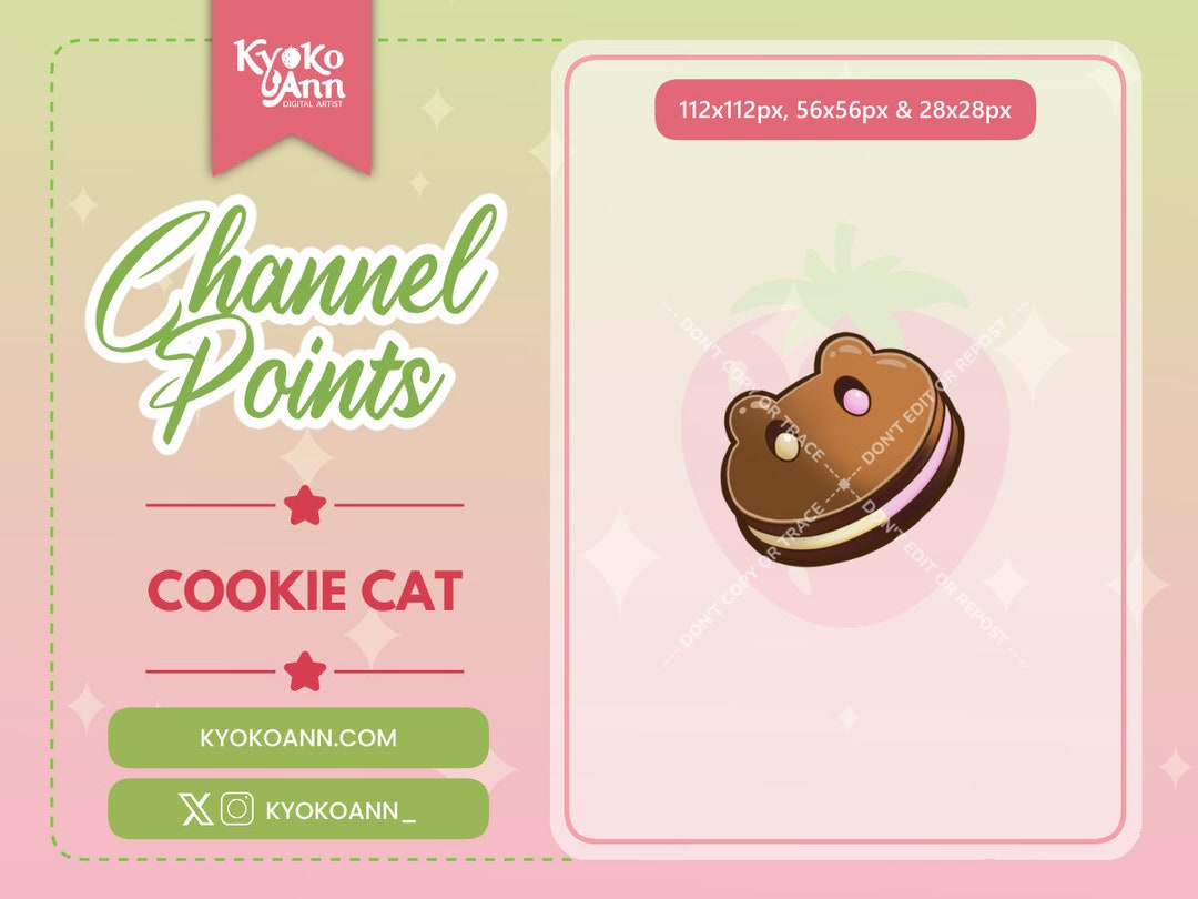 Cookie Cat Channel Points Twitch Food Coin Stream Kawaii Emotes Steven ...
