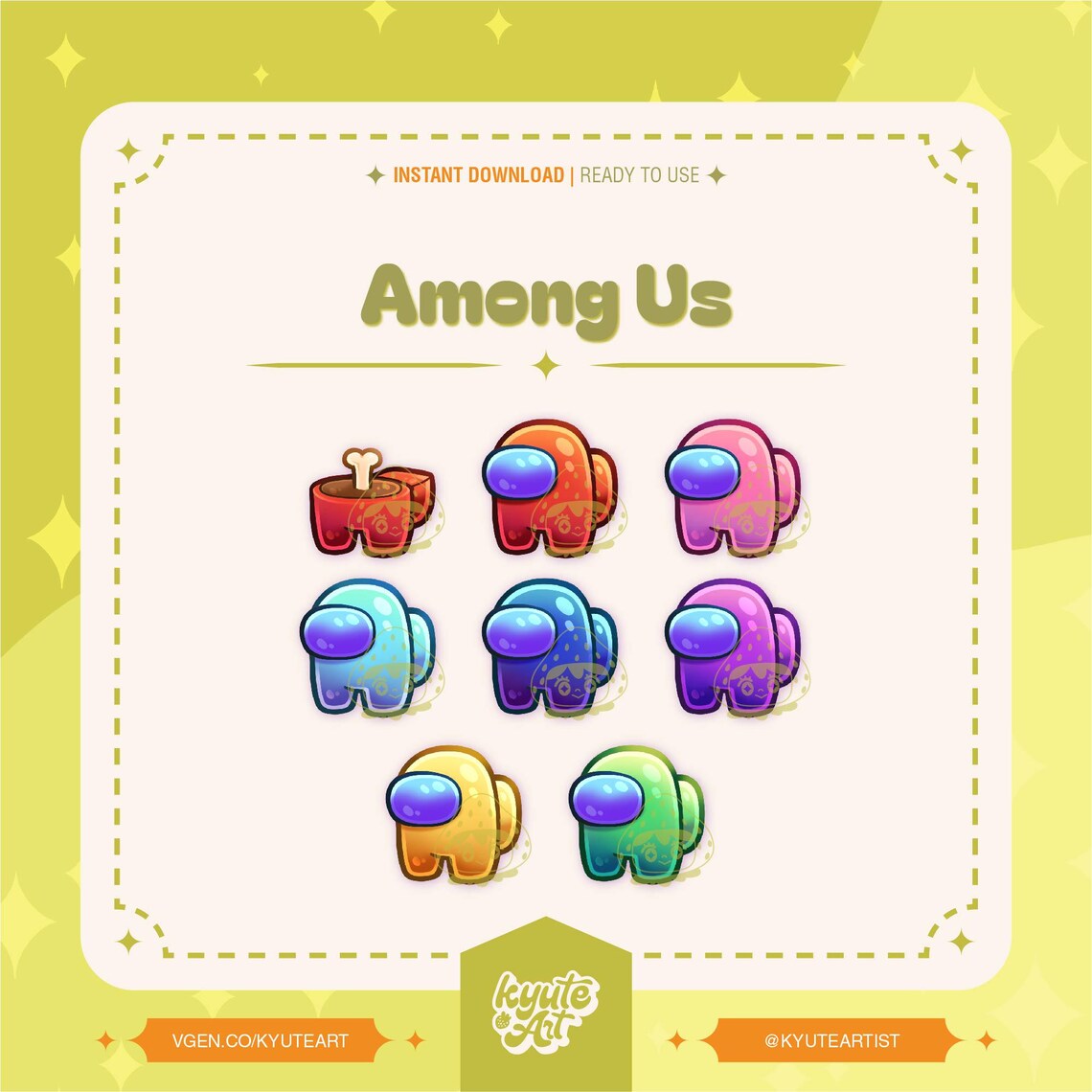 Among Us Twitch Bagdes | Subs | Bits | Stream | Kawaii | Videogames ...