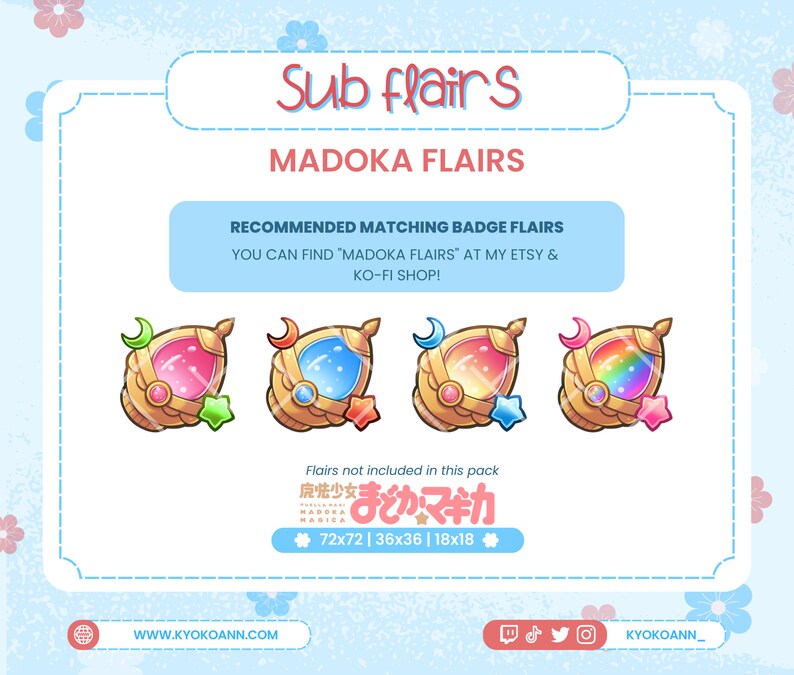 Madoka Magica Gem Souls Twitch Bagdes Subs Bits Stream - Etsy