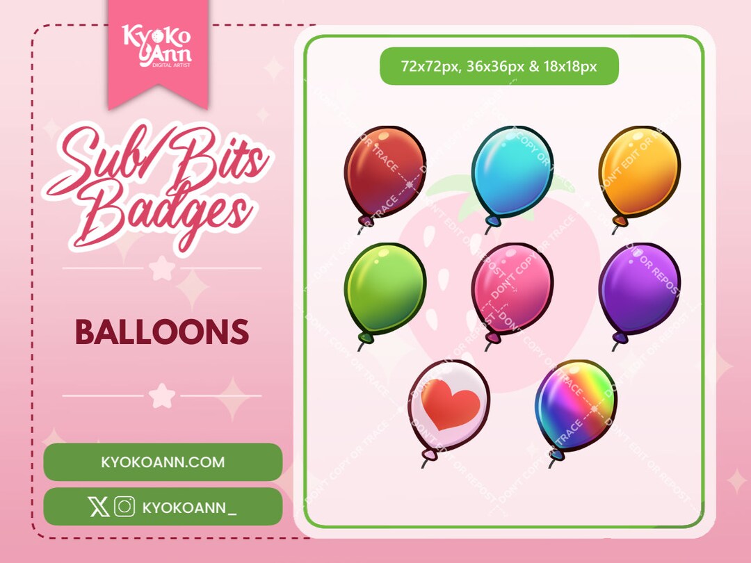 Balloons Twitch Bagdes Subs Bits Stream Kawaii Emotes Party Special ...