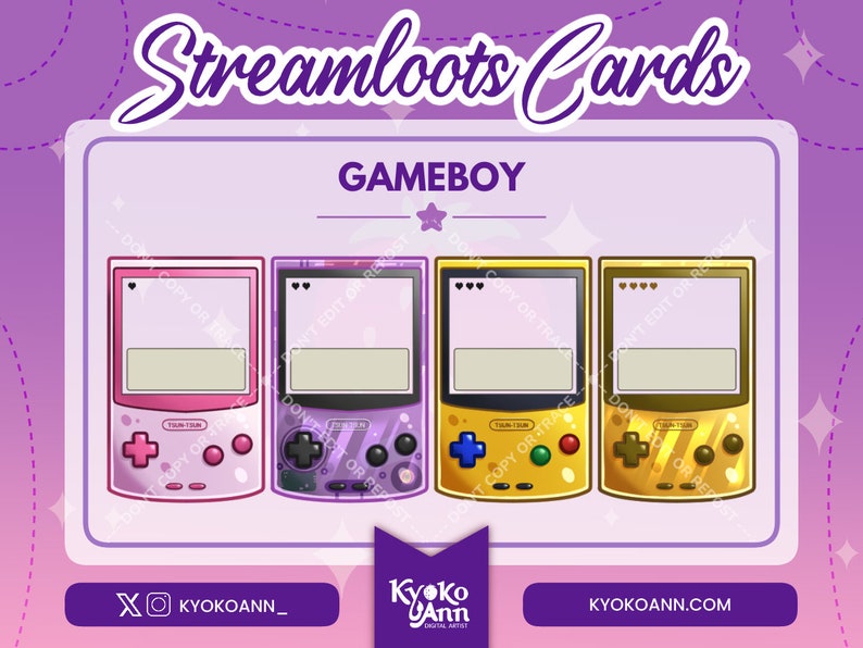 Gameboy Streamloots Cards Templates Twitch Gamer Kawaii Retro Stream ...