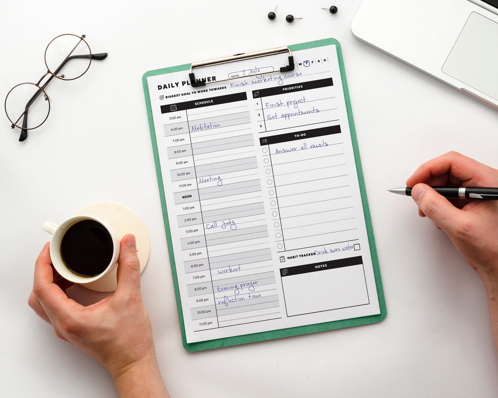 2-in-1 Printable Men’s Daily + Weekly Planner - Best Hourly Day & Week ...