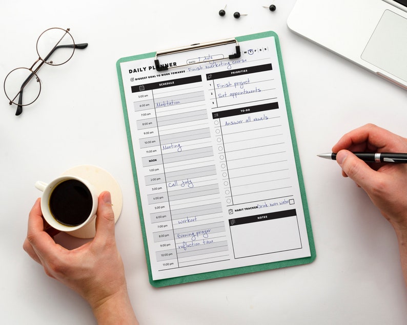 2-in-1 Printable Men’s Daily + Weekly Planner - Best Hourly Day & Week ...