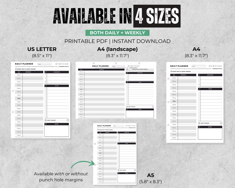 2-in-1 Printable Men’s Daily + Weekly Planner - Best Hourly Day & Week ...