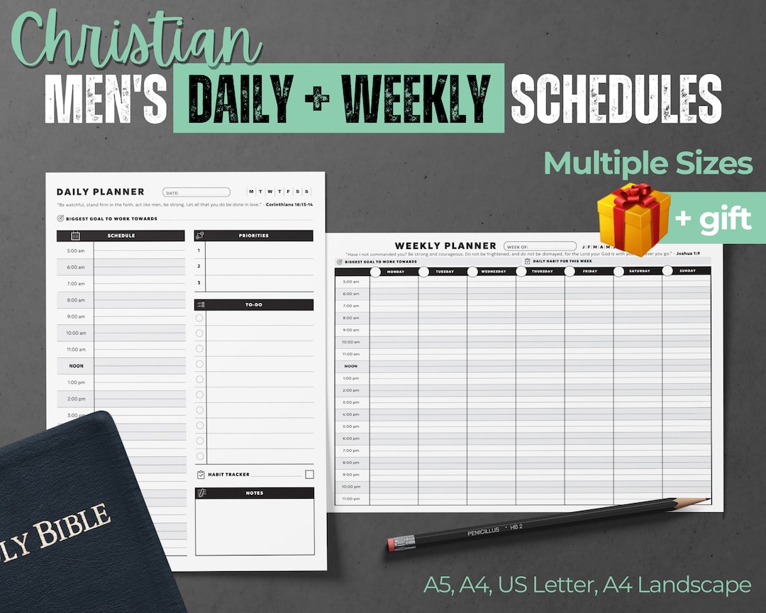 Printable Christian Men’s 2-in-1 Daily & Weekly Planner - Best Day by ...