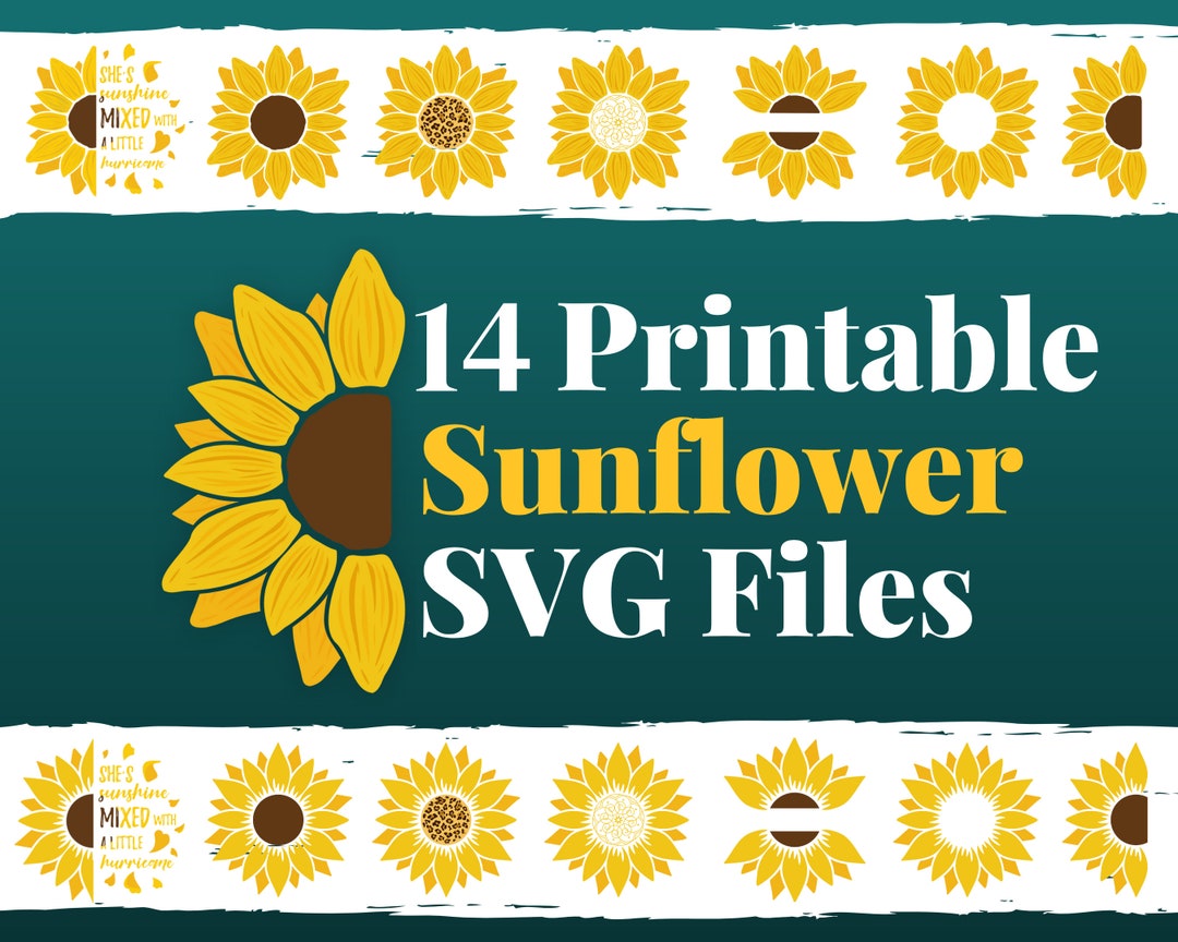 14 Printable Sunflower SVG File - Floral SVG - Summer Svg - Half ...