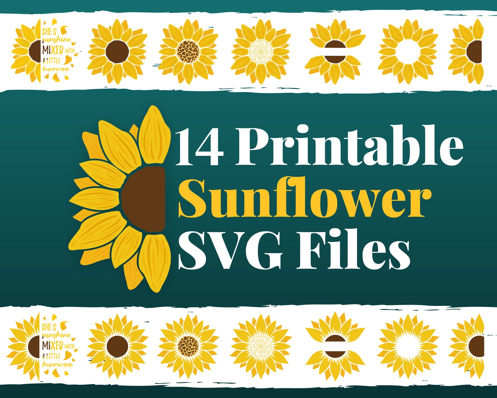 14 Printable Sunflower SVG File Floral SVG Summer Svg - Etsy