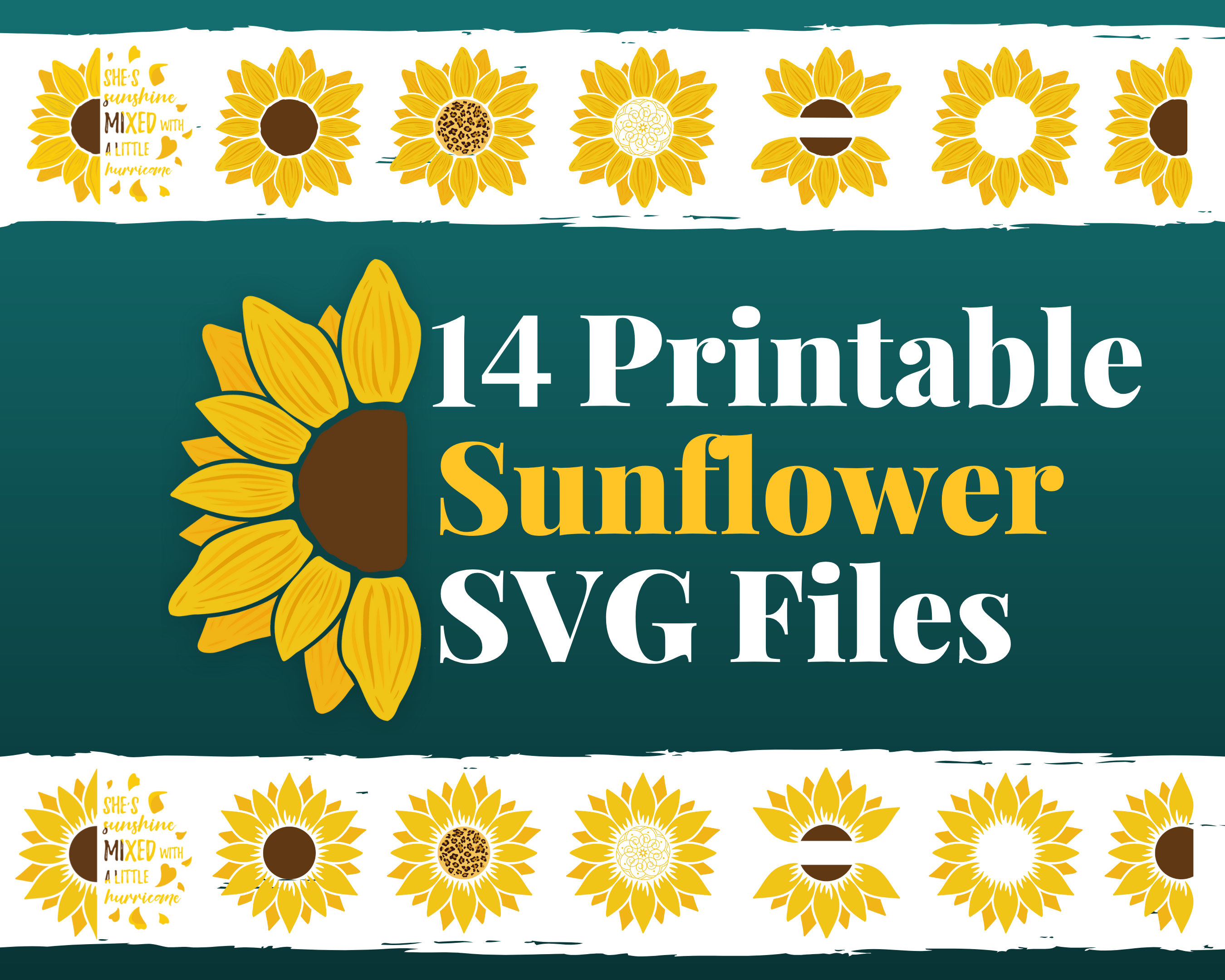 14 Printable Sunflower SVG File Floral SVG Summer Svg Half Sunflower ...