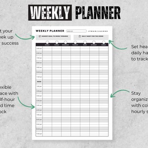 2-in-1 Printable Men’s Daily + Weekly Planner - Best Hourly Day & Week ...
