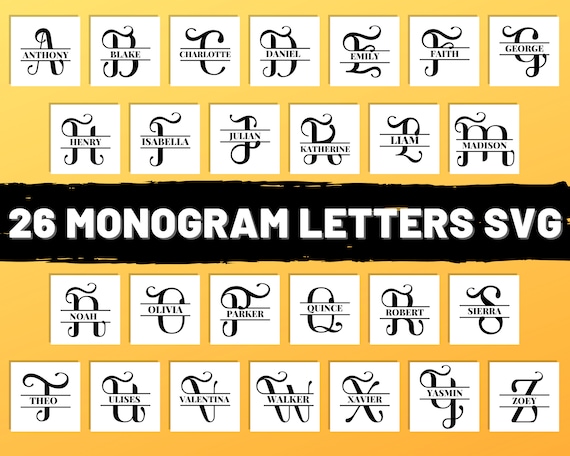 26 Monogram Letters SVG Bundle Split Monogram Svg Alphabet - Etsy