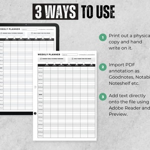 2-in-1 Printable Men’s Daily + Weekly Planner - Best Hourly Day & Week ...