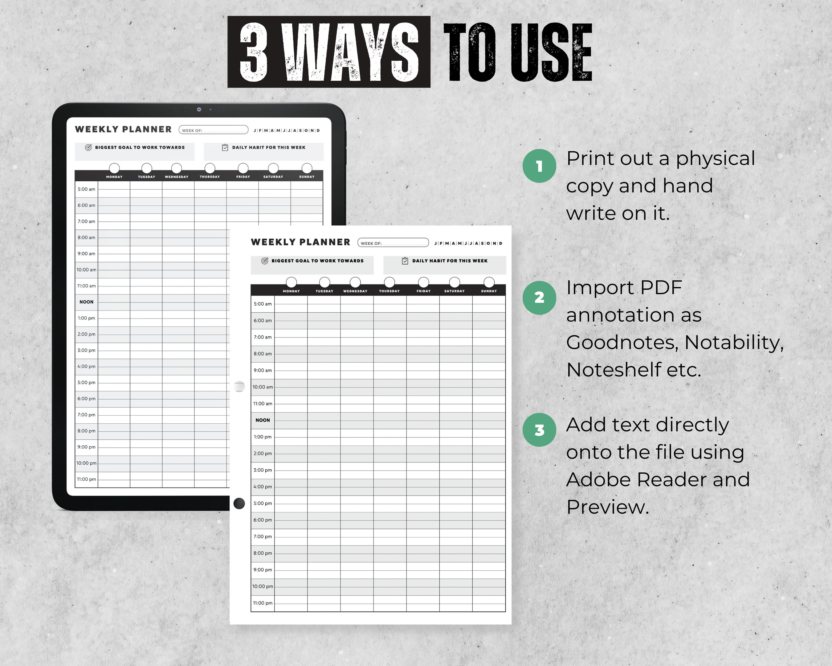 2-in-1 Printable Men’s Daily + Weekly Planner - Best Hourly Day & Week ...