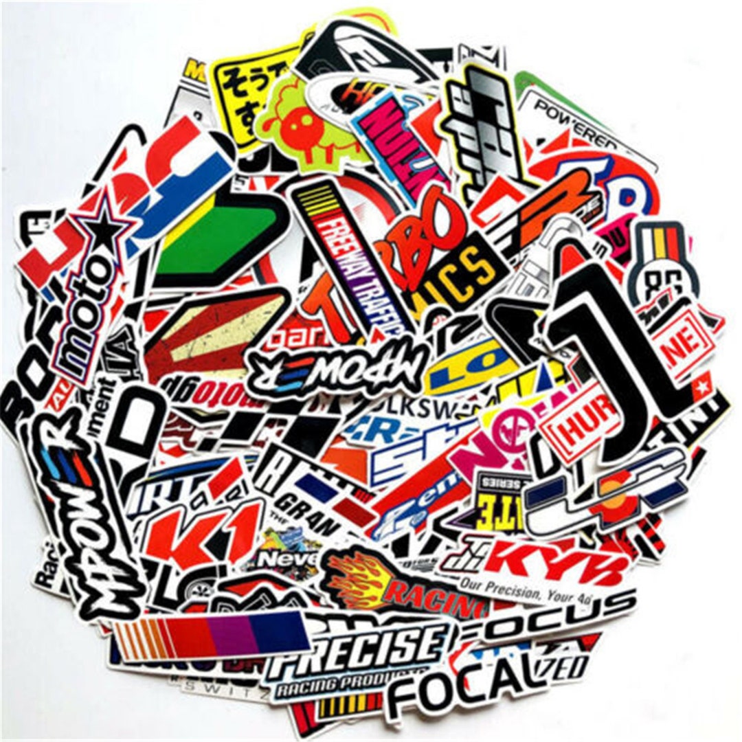 100PCS JDM Stickers Pack Car Motorcycle Racing Motocross Helmet Vinyl ...