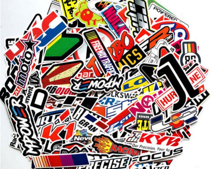 100PCS JDM Stickers Pack Car Motorcycle Racing Motocross Helmet Vinyl ...