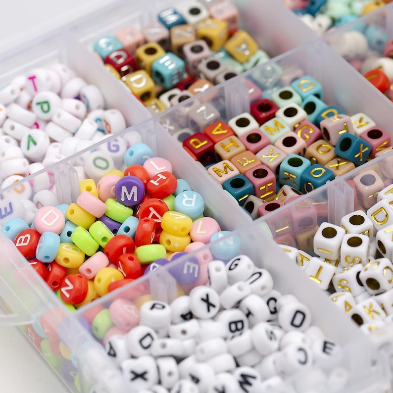 Acrylic Round Square Alphabet Letter Beads, 2250 Pcs Mixed Color Gold ...