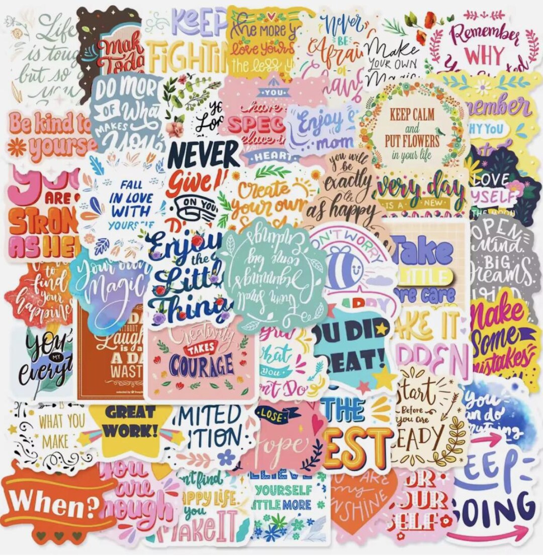 50 Pcs Positive Affirmation Stickers – Inspirational Waterproof Vinyl ...