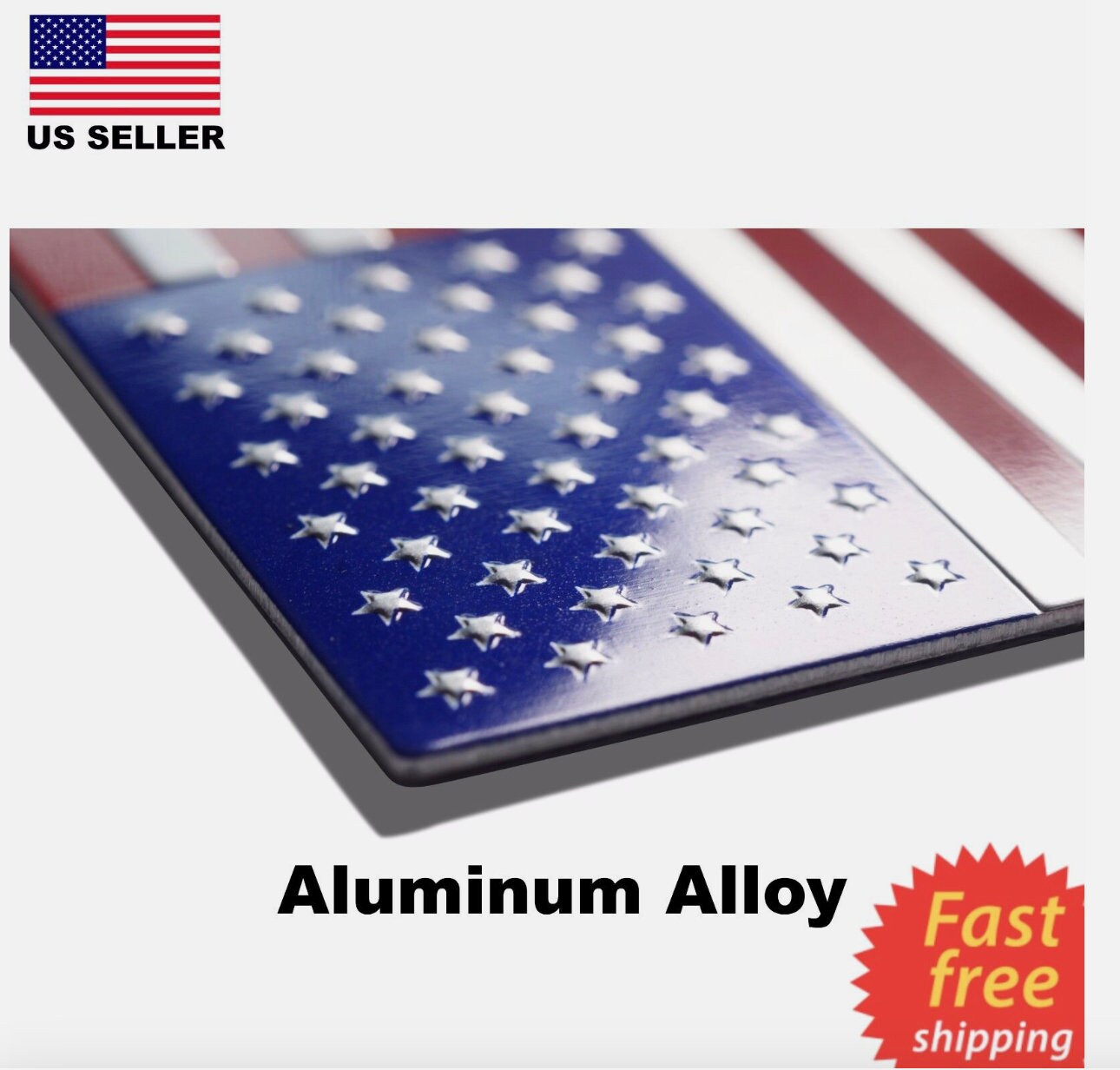 2 Pack TWO Aluminum USA American Flag Metal Emblem Sticker Decal Car ...