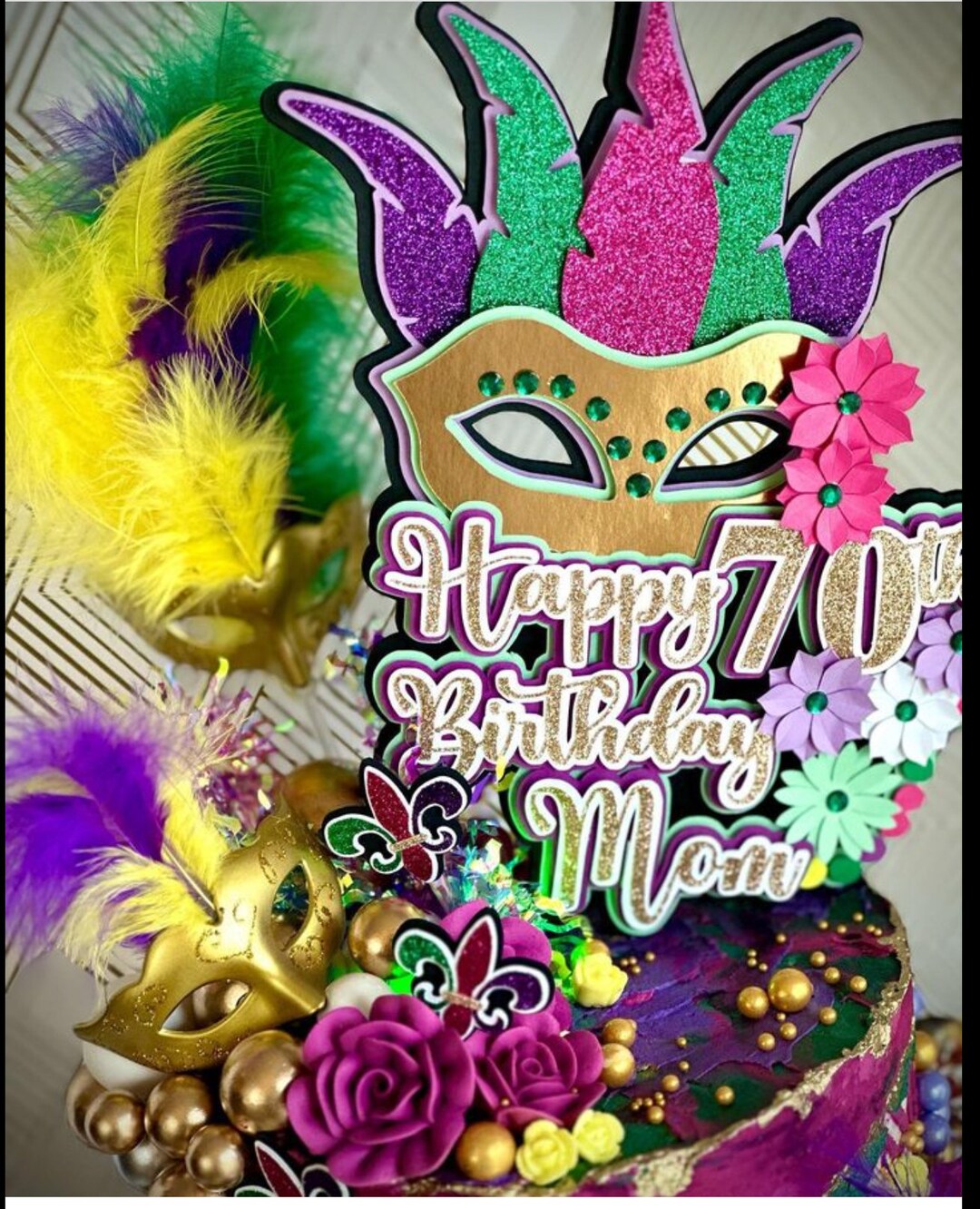 Mardi Gras/ Masquerade Cake Topper - Etsy
