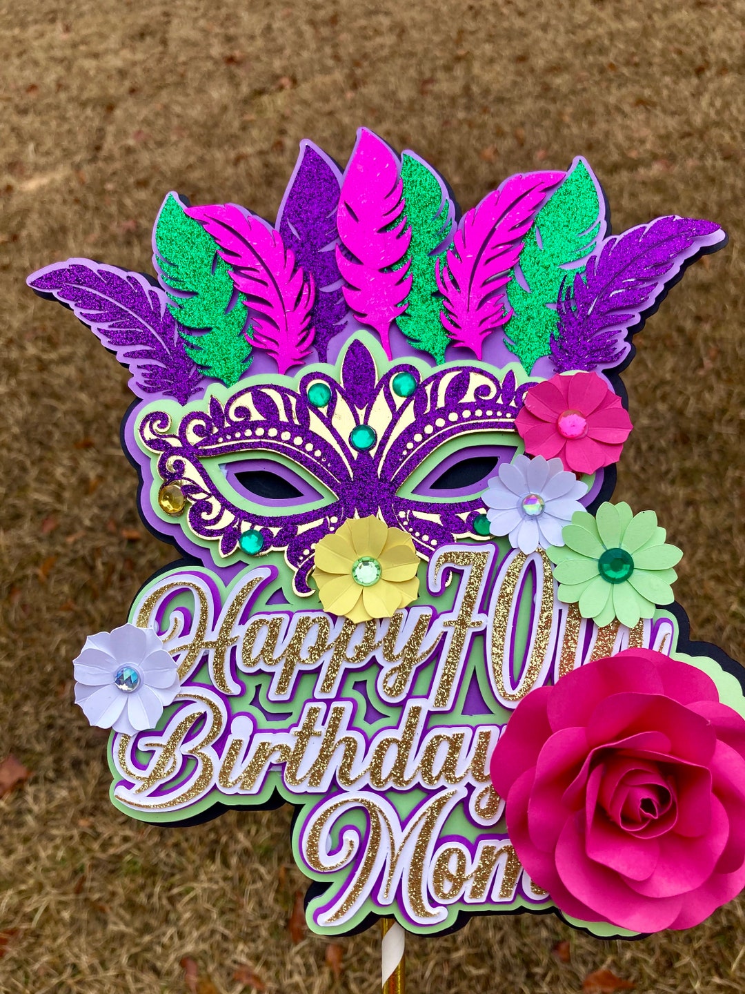 Masquerade Happy Birthday Cake Topper - Etsy