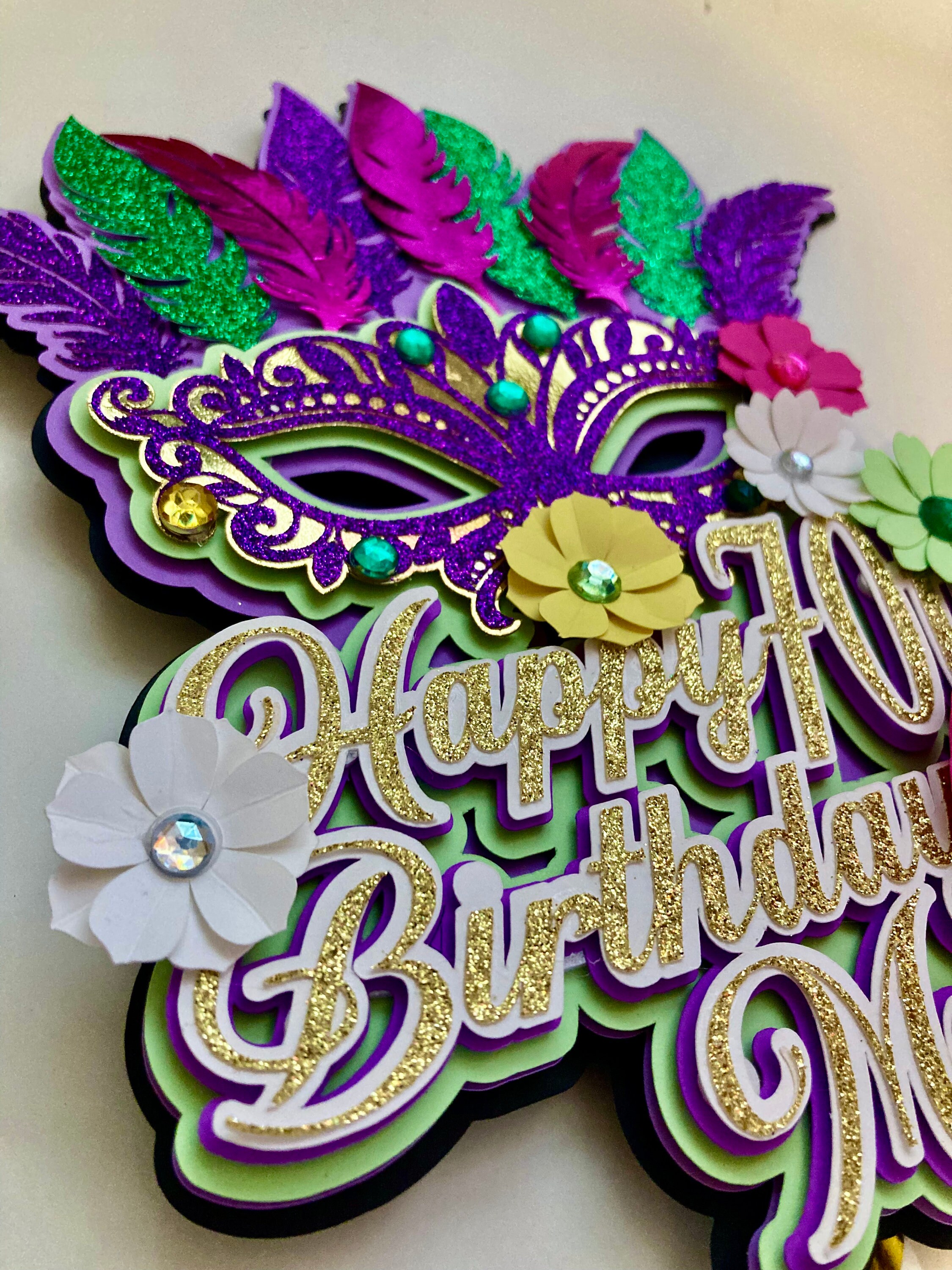 Masquerade Happy Birthday Cake Topper - Etsy