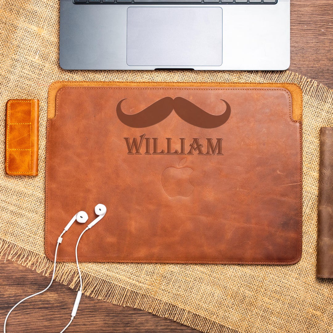 Leather Laptop Sleeve, Engraving Leather Cover, Custom Gifts, Genuine ...