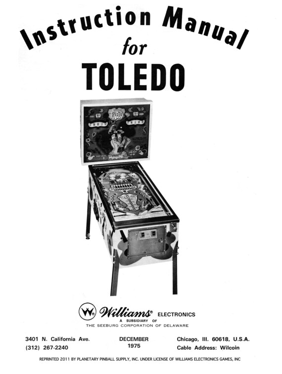 Toledo Pinball Amusement Arcade Machine COMPLETE - Etsy