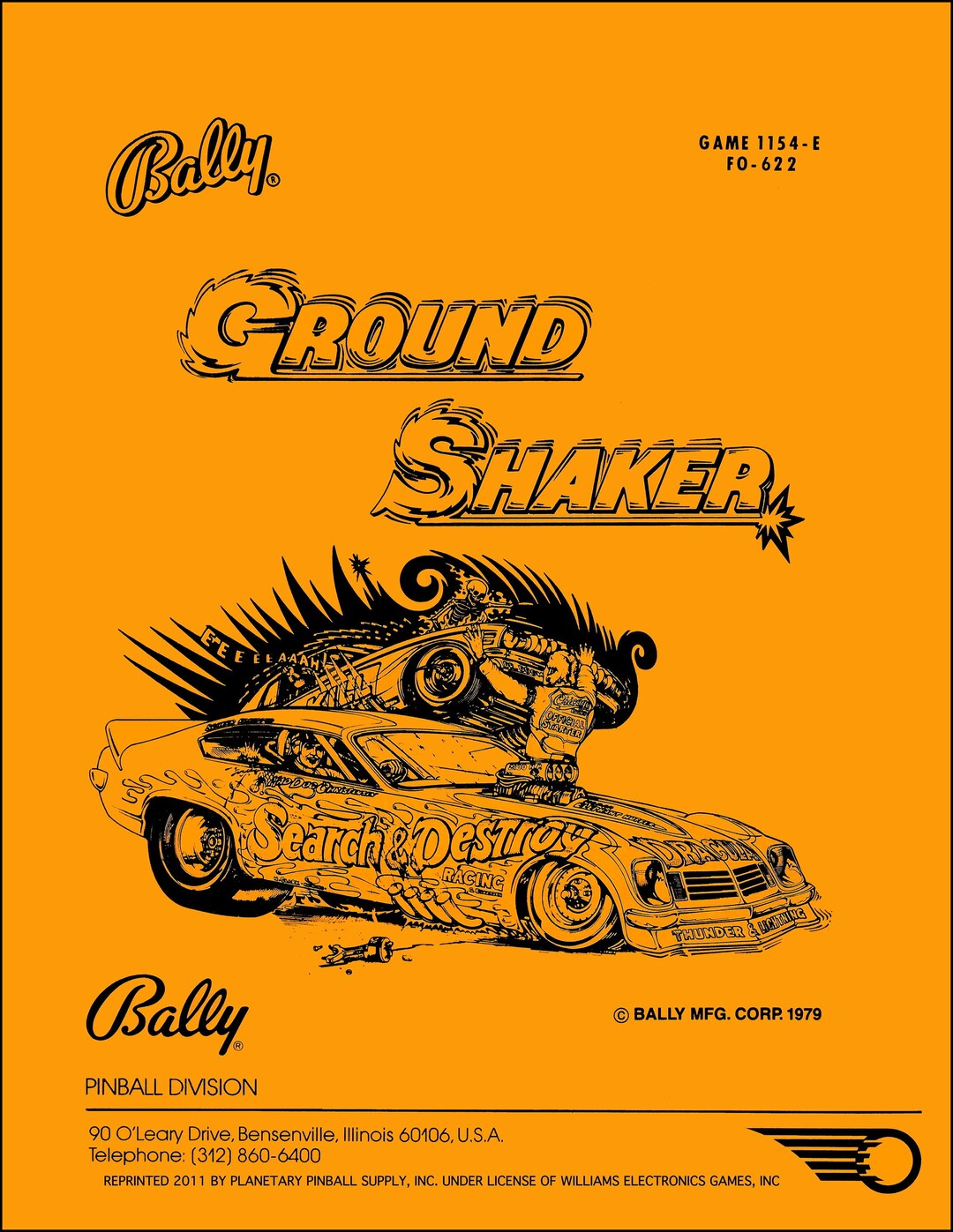Ground Shaker COMPLETE Pinball Arcade Machine Coin-op Game Instruction ...