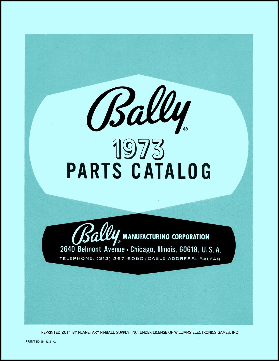 1973 Bally Pinball Machine Parts Catalog Service/repair Flipper Game ...