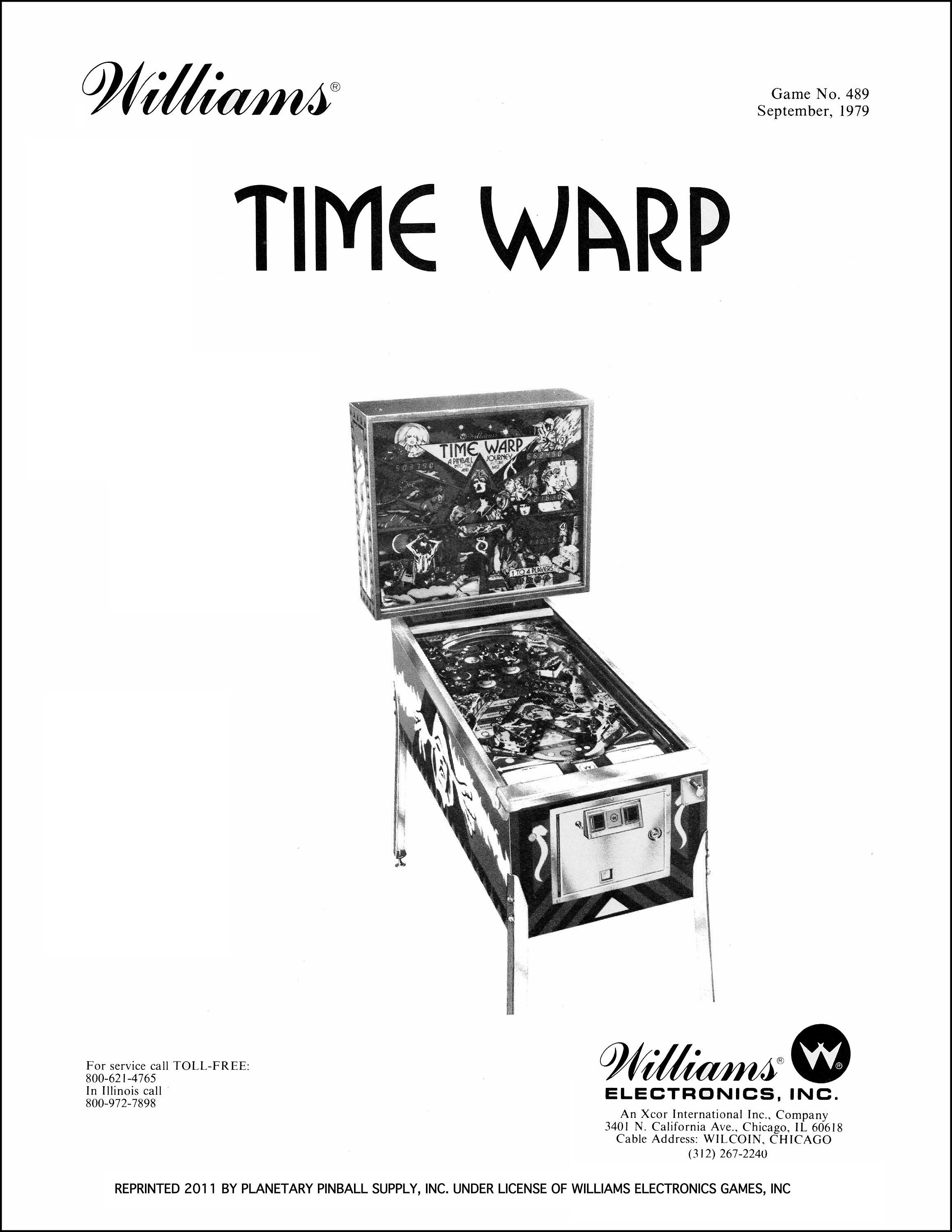 Time Warp Pinball Machine Game COMPLETE Operations/service/repair ...