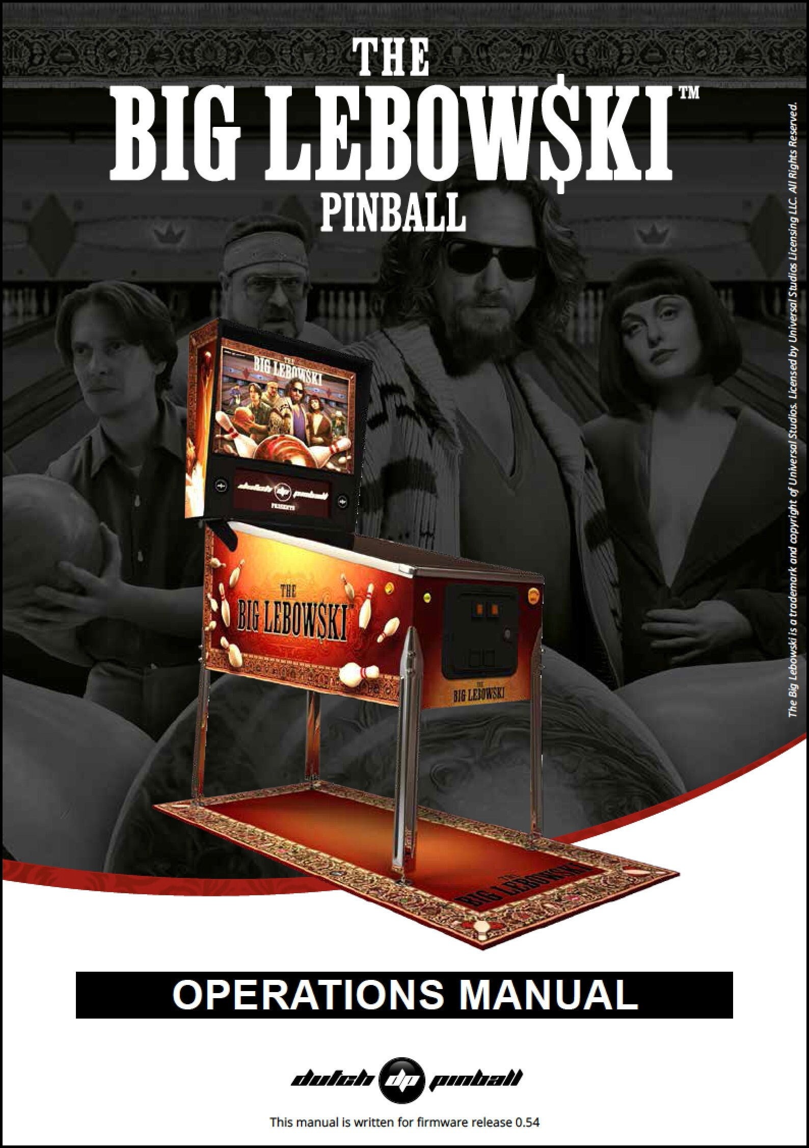 The Big Lebowski Pinball Amusement Arcade Machine *COMPLETE* FULL COLOR ...