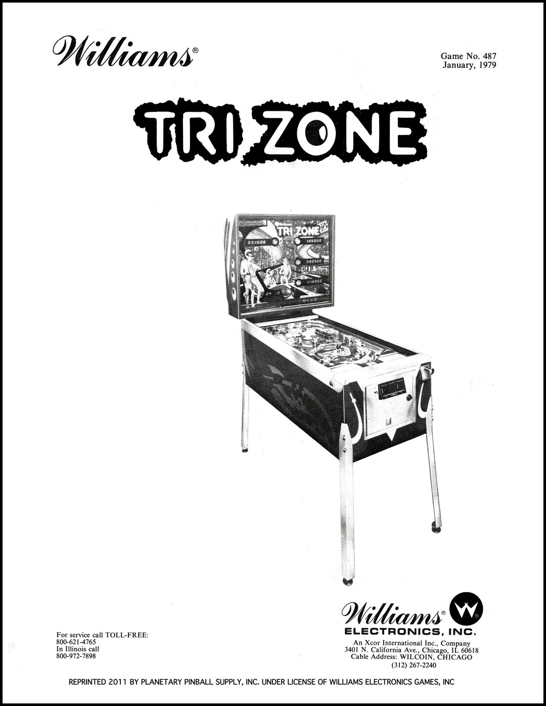 Tri Zone Pinball Machine COMPLETE Operations/Service/Repair ...