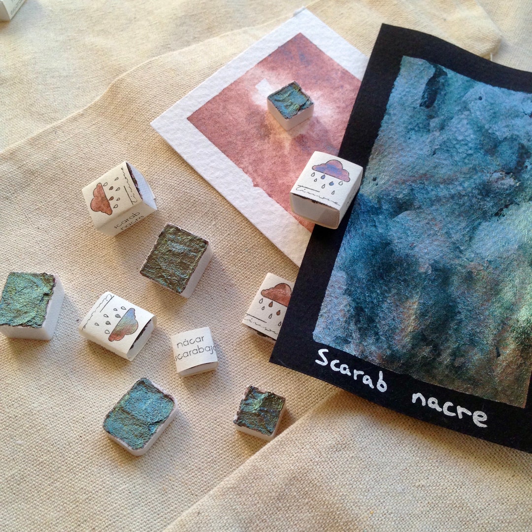 Metallic Watercolor Paint, SCARAB NACRE, Handmade With Mica - Etsy