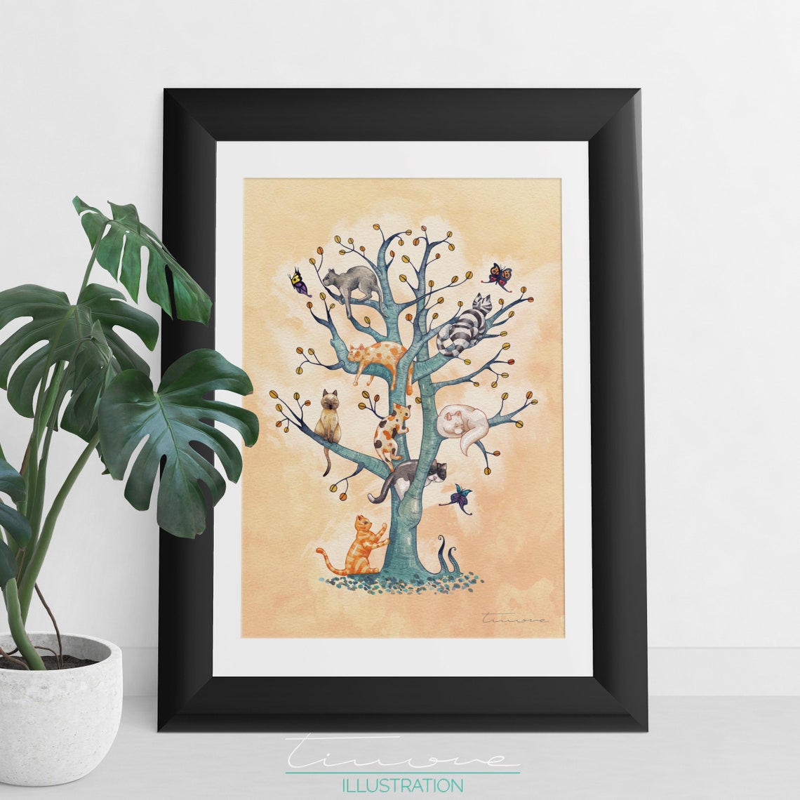 The Tree of Cat Life Watercolor Illustration DIGITAL PRINTABLE | Etsy