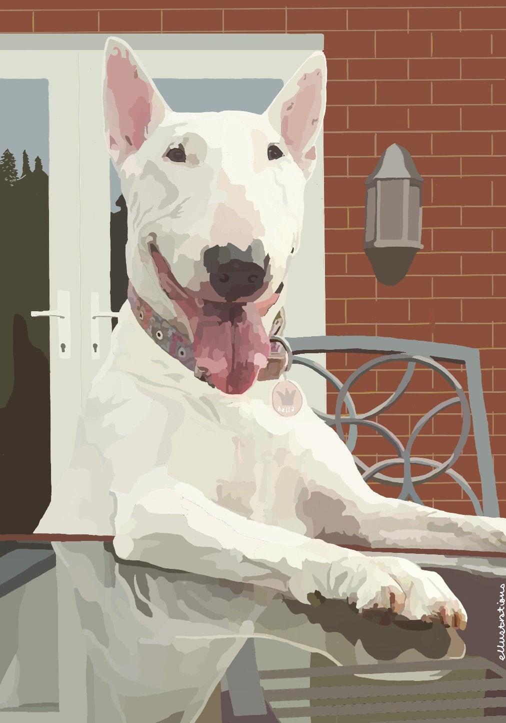 Pet Portrait One Pet and detailed background | Etsy