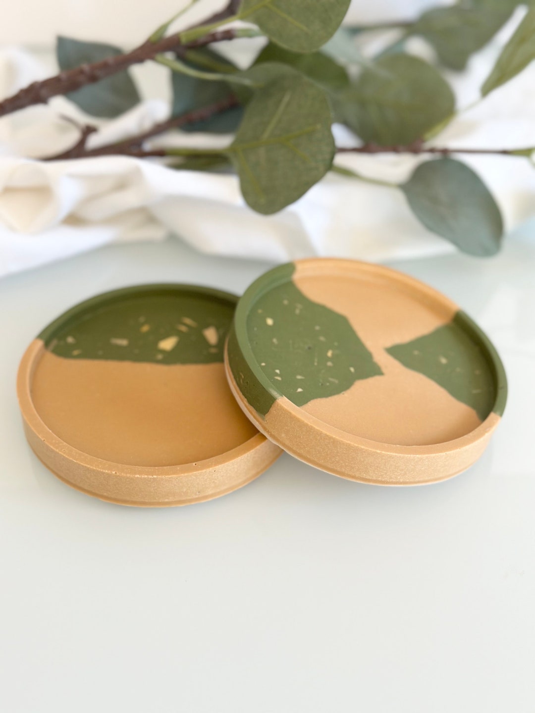 Boho Living Room Coasters Home Decor Terrazzo Coasters Mustard Yellow ...