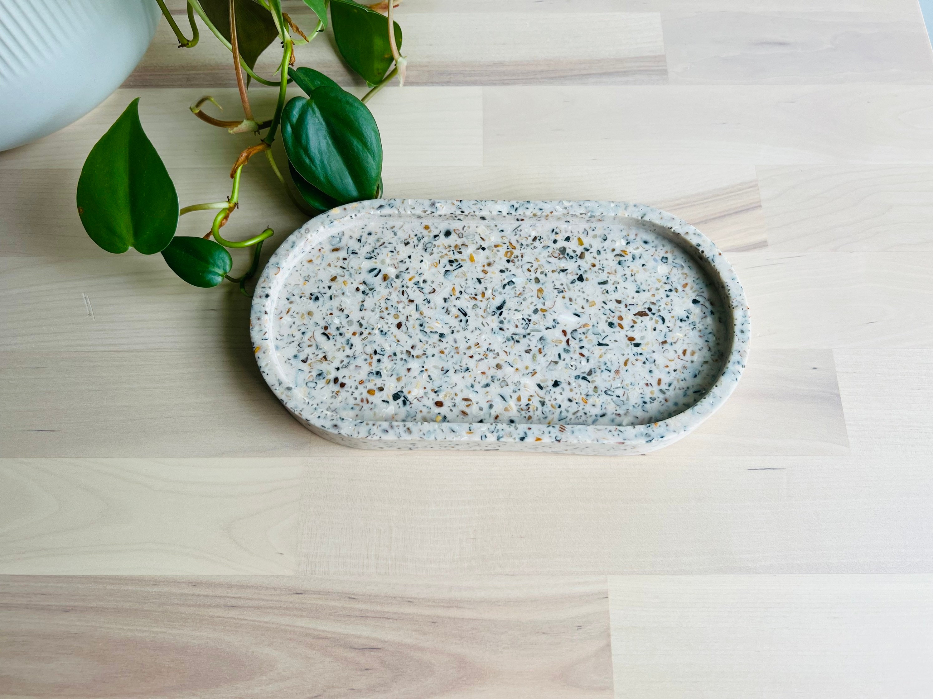 Seashell Terrazzo Decorative Tray Oval Tray Jewelry Dish - Etsy