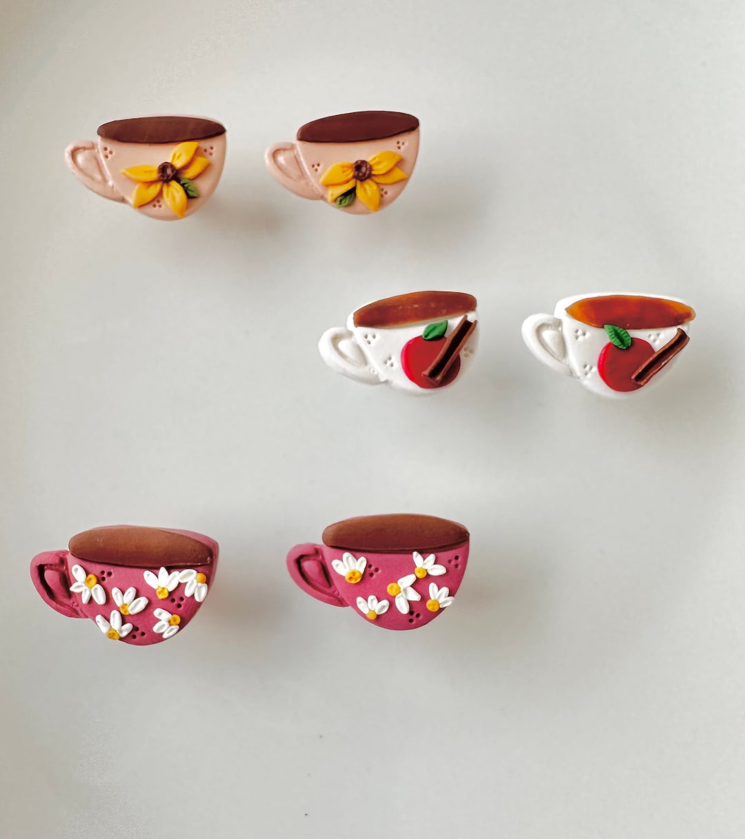 Coffee Cup Earrings/ Fall Drinks/ Clay Cups/ Stud Earrings/ Decorated ...