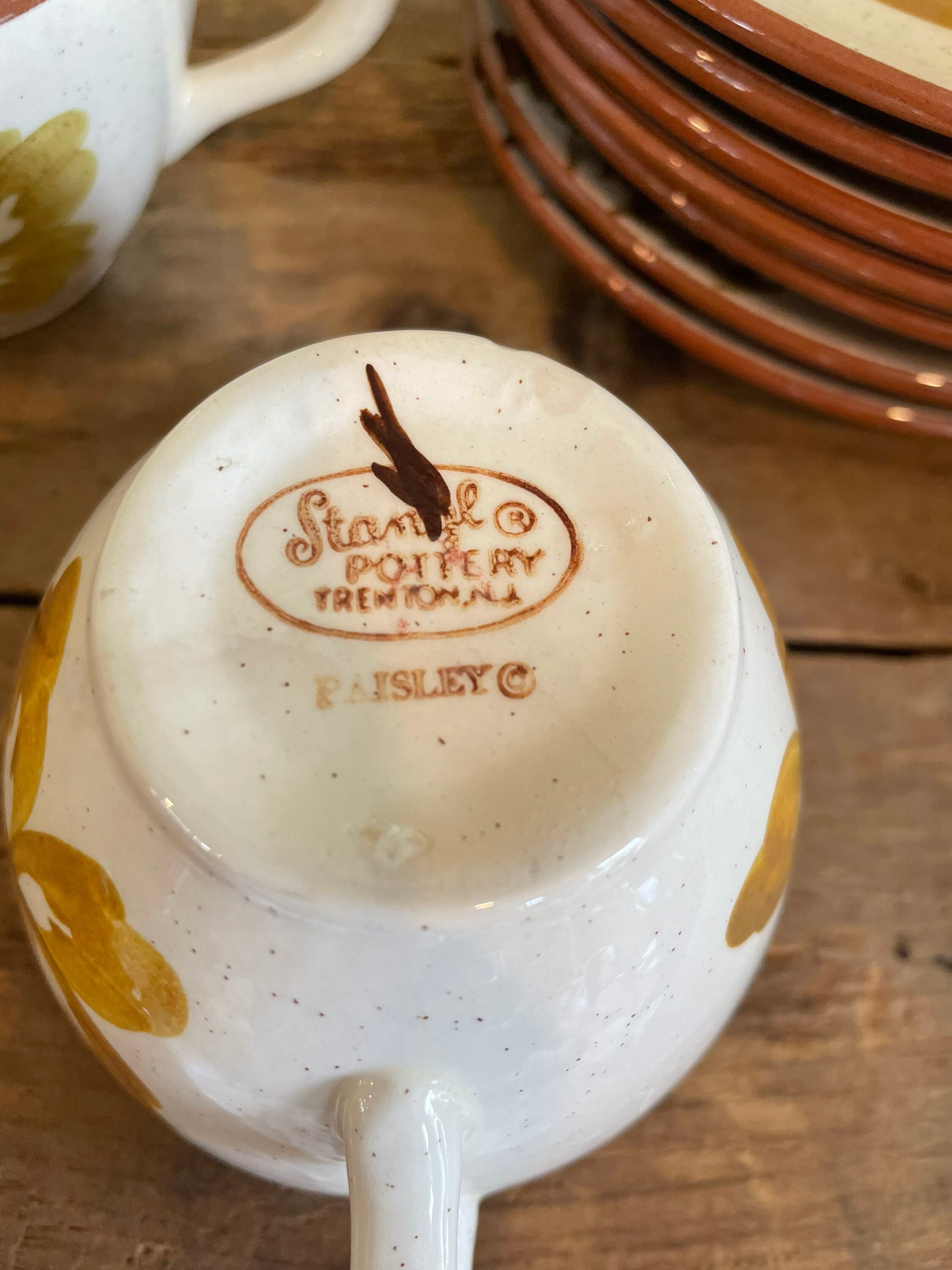 Vintage Stangl Pottery Paisley Pattern Tea Cup & Saucer - Etsy