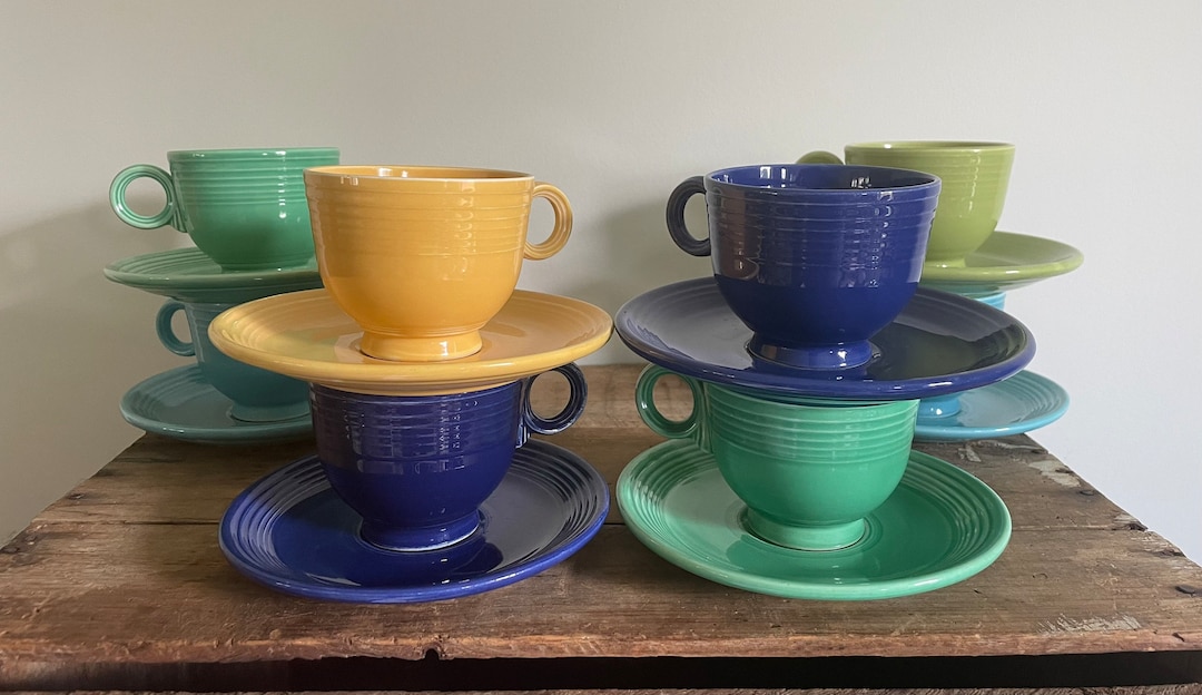 Vintage Fiestaware Tea Cups and Saucer Sets, Original Colors - Etsy