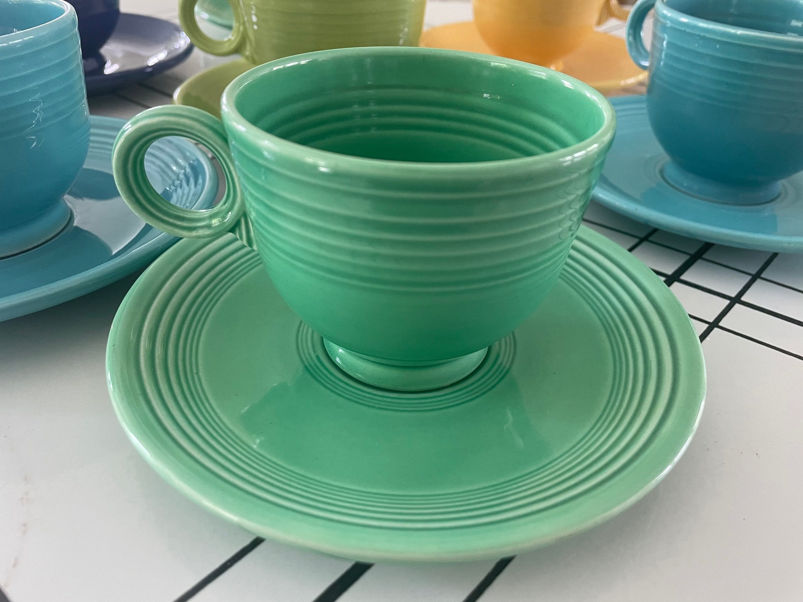 Vintage Fiestaware Tea Cups and Saucer Sets, Original Colors - Etsy