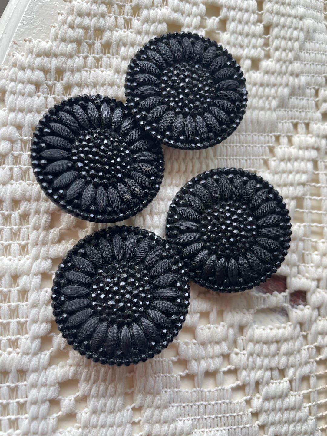 Victorian French Jet Glass Mourning Buttons (4) - Etsy