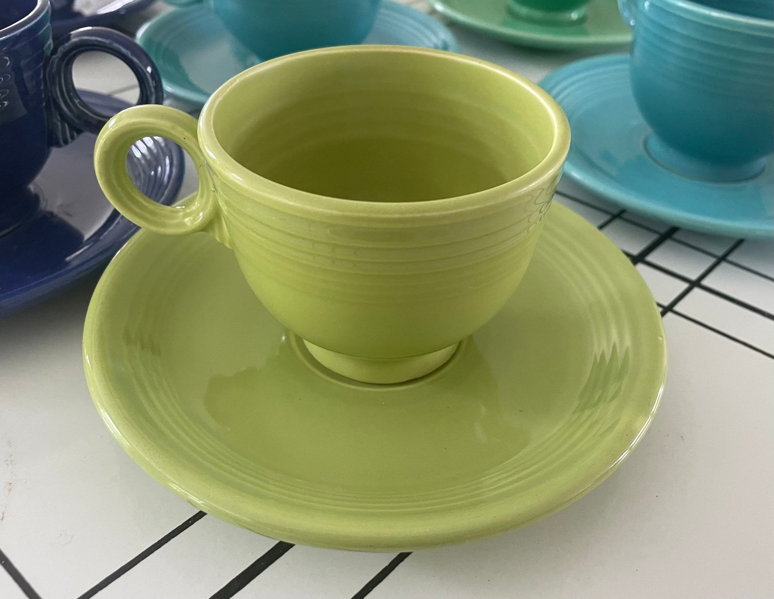 Vintage Fiestaware Tea Cups and Saucer Sets, Original Colors - Etsy