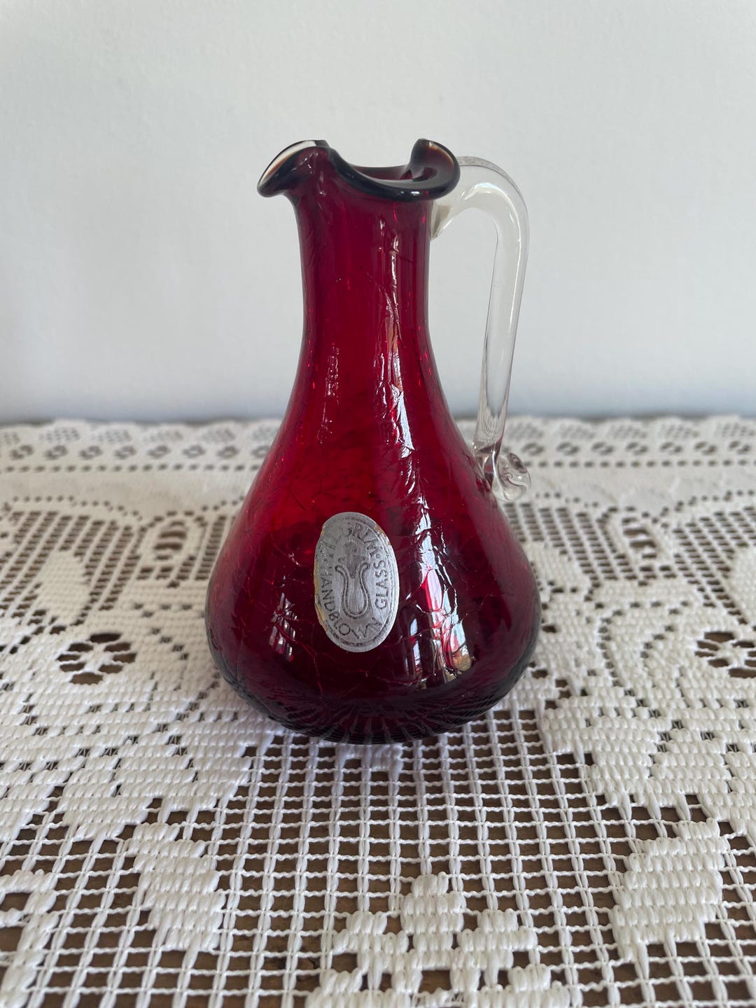 Vintage Pilgrim Glass Ruby Red Crackle Glass - Etsy