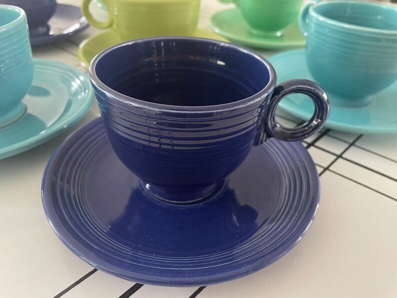 Vintage Fiestaware Tea Cups and Saucer Sets, Original Colors - Etsy
