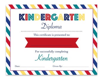 Kindergarten Graduation Diploma Certificate Promotion Instant Download ...
