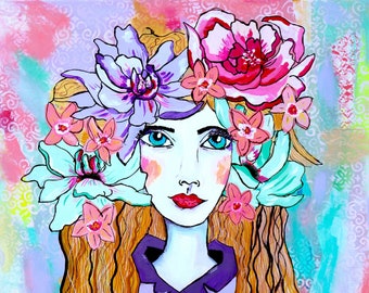 Whimsical Lady Art - Etsy