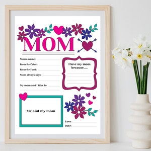 All About Mom, Mothers Day Printable Gift, Mothers Day Instant Download ...