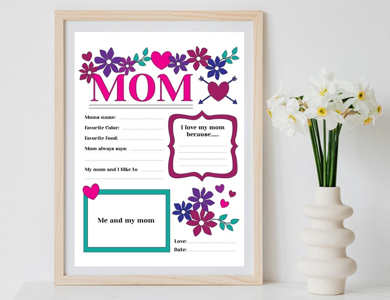 All About Mom, Mothers Day Printable Gift, Mothers Day Instant Download ...