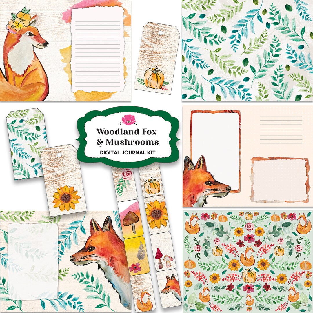 Fox Junk Journal Kit, Fox Digital Journal Kit, Forest Fox Printable ...